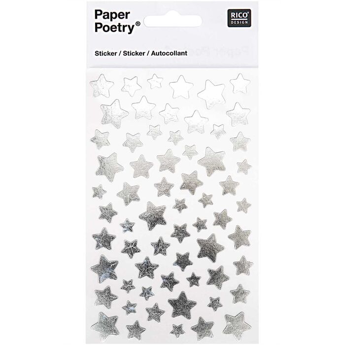 NEU Sticker Sterne, silber - Verschiedene Ausführungen - Ziersticker ...